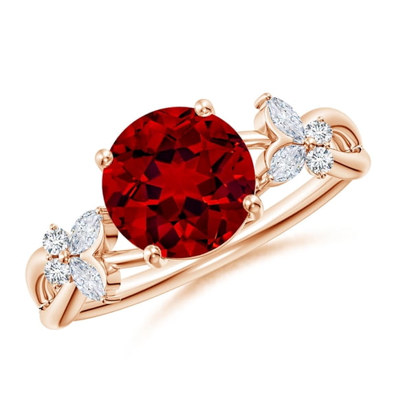 ANGARA Lab Grown 2.1 Ct Round Ruby Butterfly Engagement Ring for Women ...