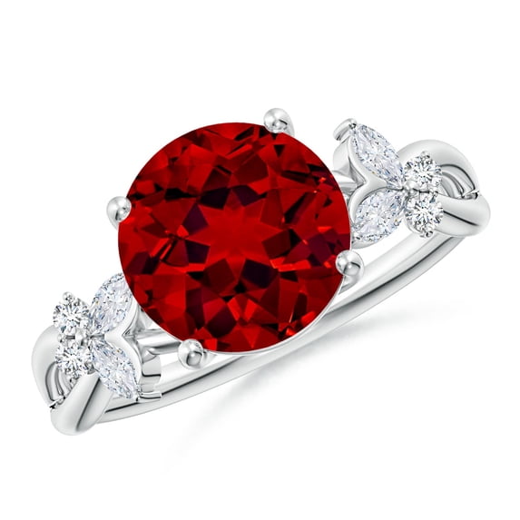 ANGARA Lab Grown 3.57 Ct Round Ruby Butterfly Engagement Ring for Women ...