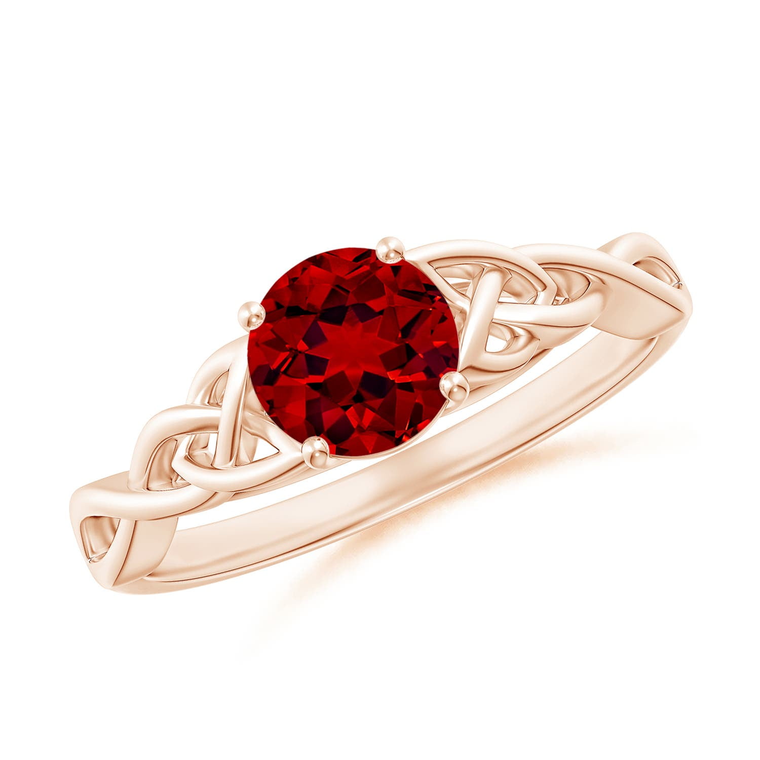 ANGARA Lab Grown 1 Ct Round Ruby Celtic Knot Engagement Ring for Women in 14K Rose Gold (Size ...