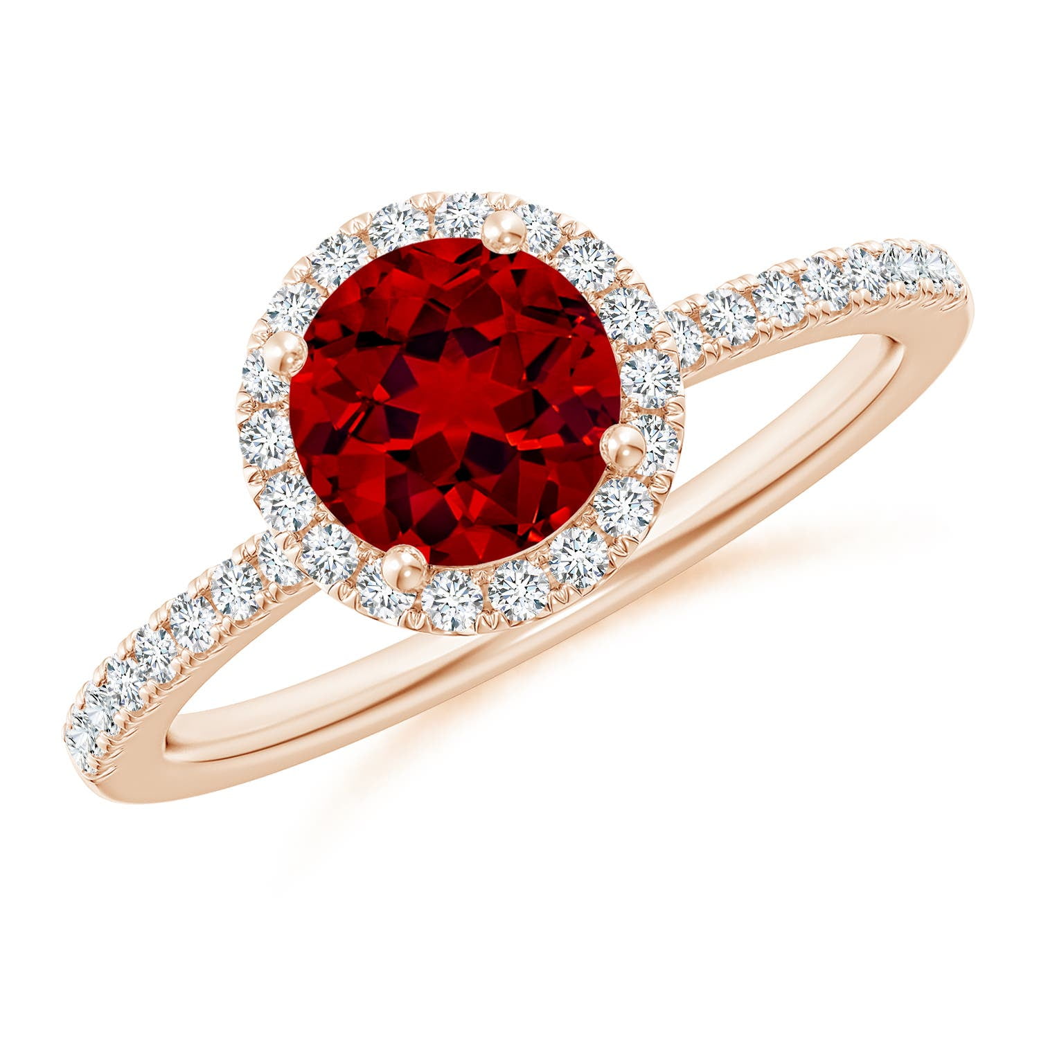 ANGARA Lab Grown 1.2 Ct Round Ruby Classic Halo Engagement Ring in 14K ...