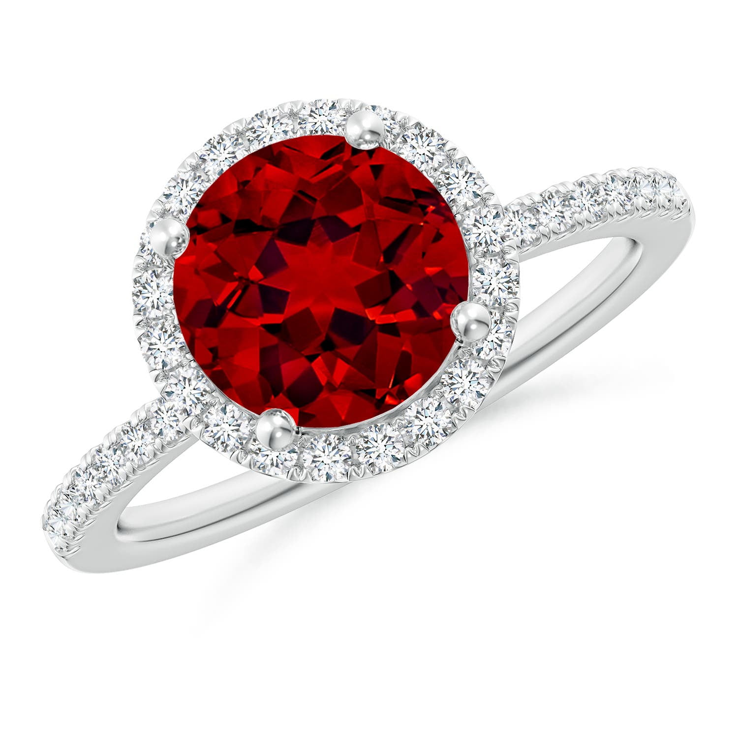 ANGARA Lab Grown 2.1 Ct Round Ruby Classic Halo Engagement Ring for ...