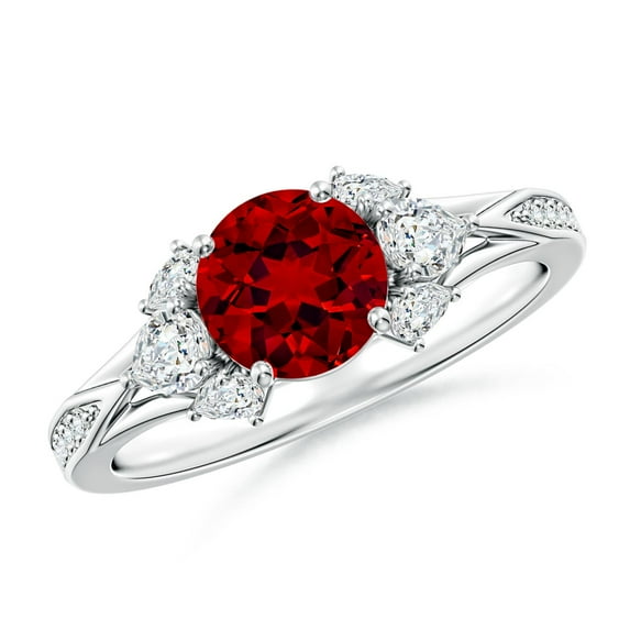 ANGARA Lab Grown 1.2 Ct Round Ruby Engagement Ring with Lab Pear ...