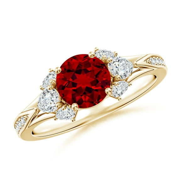 ANGARA Lab Grown 1.2 Ct Round Ruby Engagement Ring with Lab Pear ...