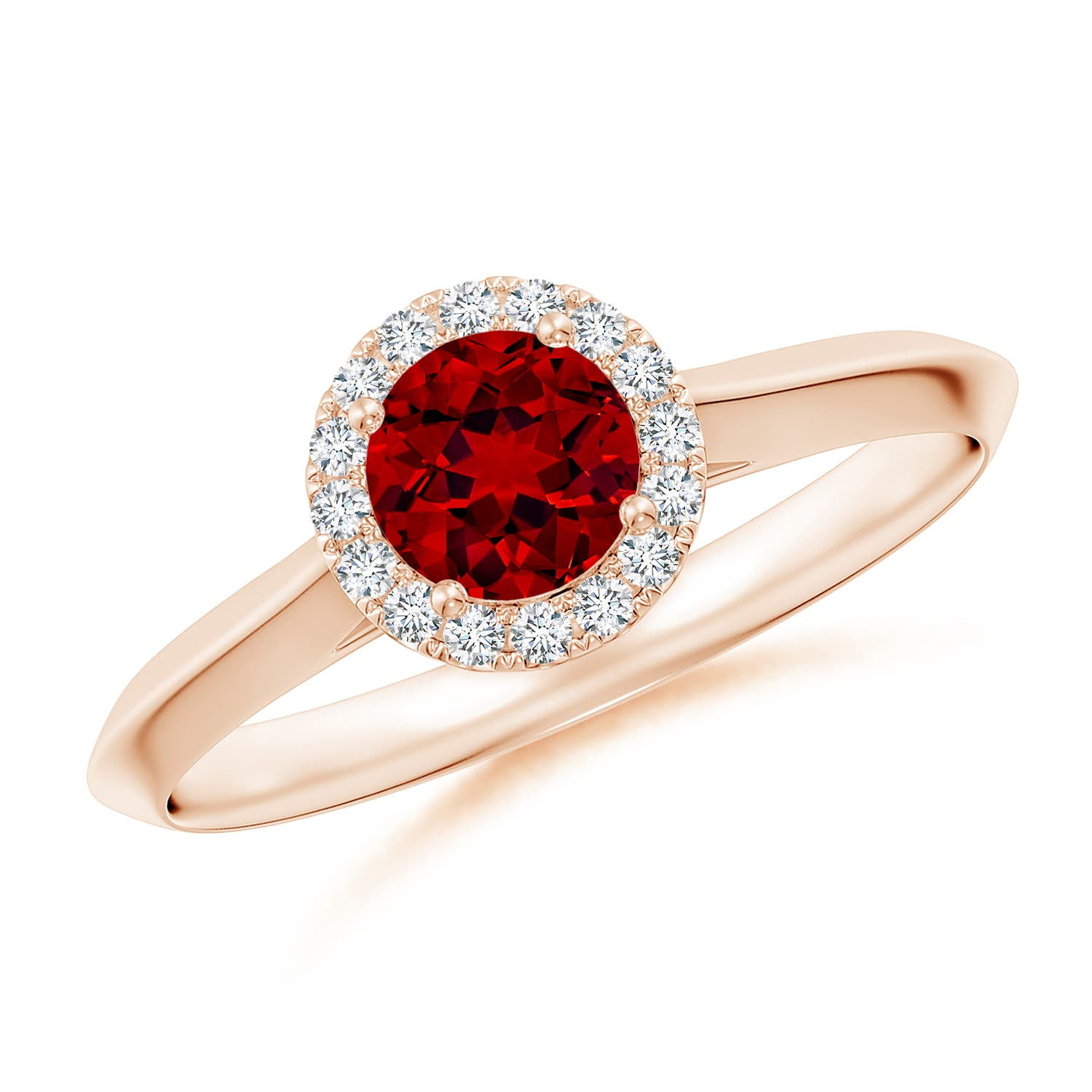 ANGARA Lab Grown Round Ruby Halo Engagement Ring for Women in 14K Rose ...