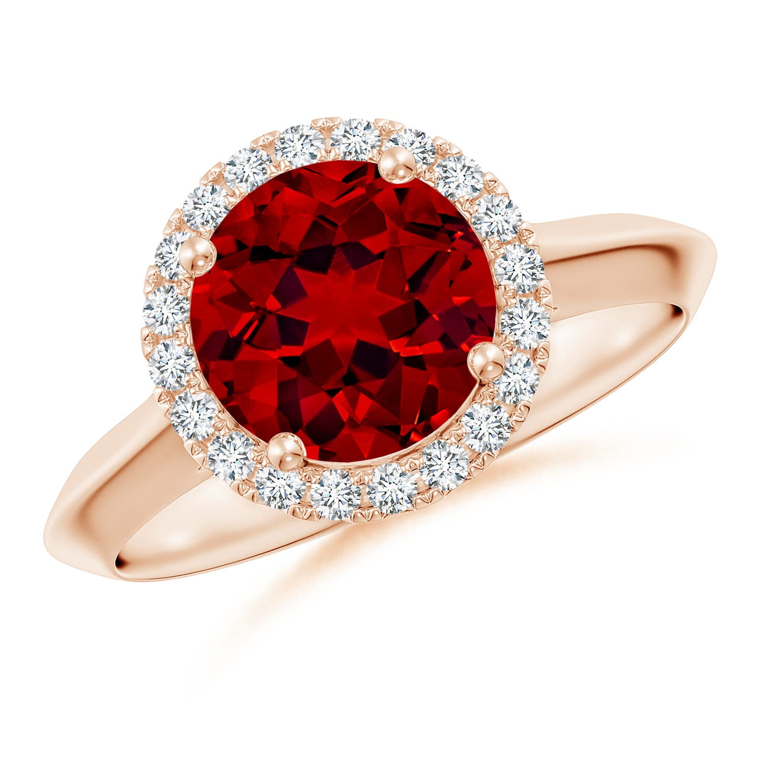 ANGARA Lab Grown 2.1 Ct Round Ruby Halo Engagement Ring for Women in ...