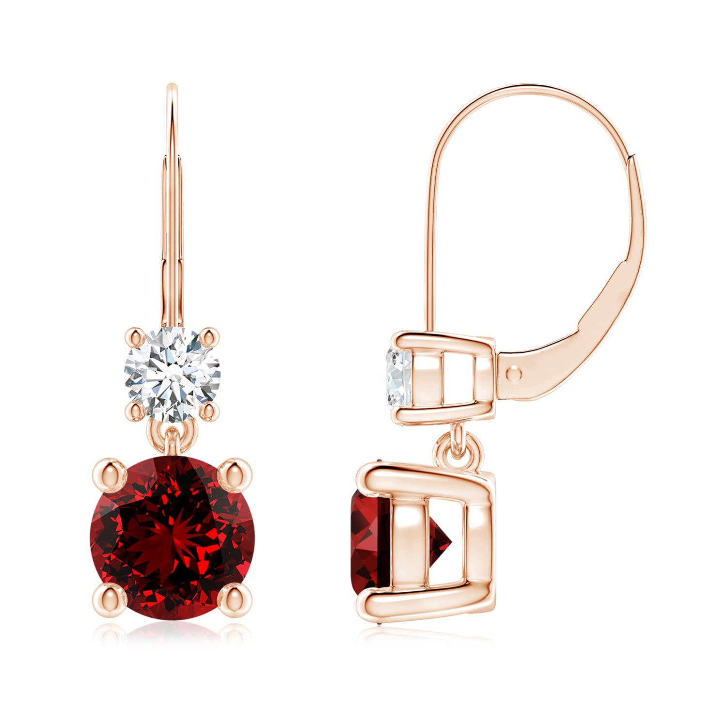 ANGARA Lab Grown 2.8 Ct Round Ruby Leverback Dangle Earrings with Lab ...