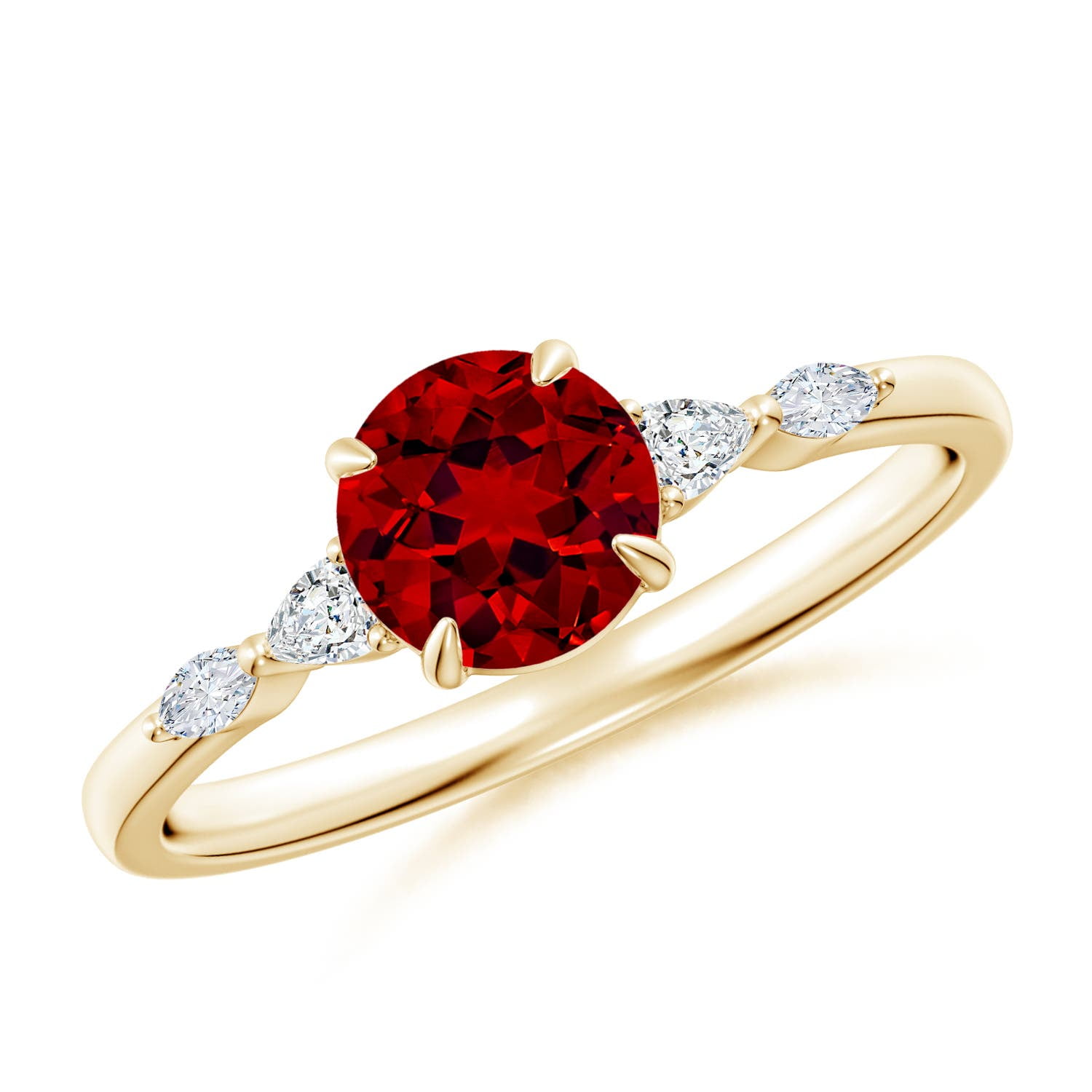 ANGARA Lab Grown 1 Ct Round Ruby Side Stone Engagement Ring for Women ...