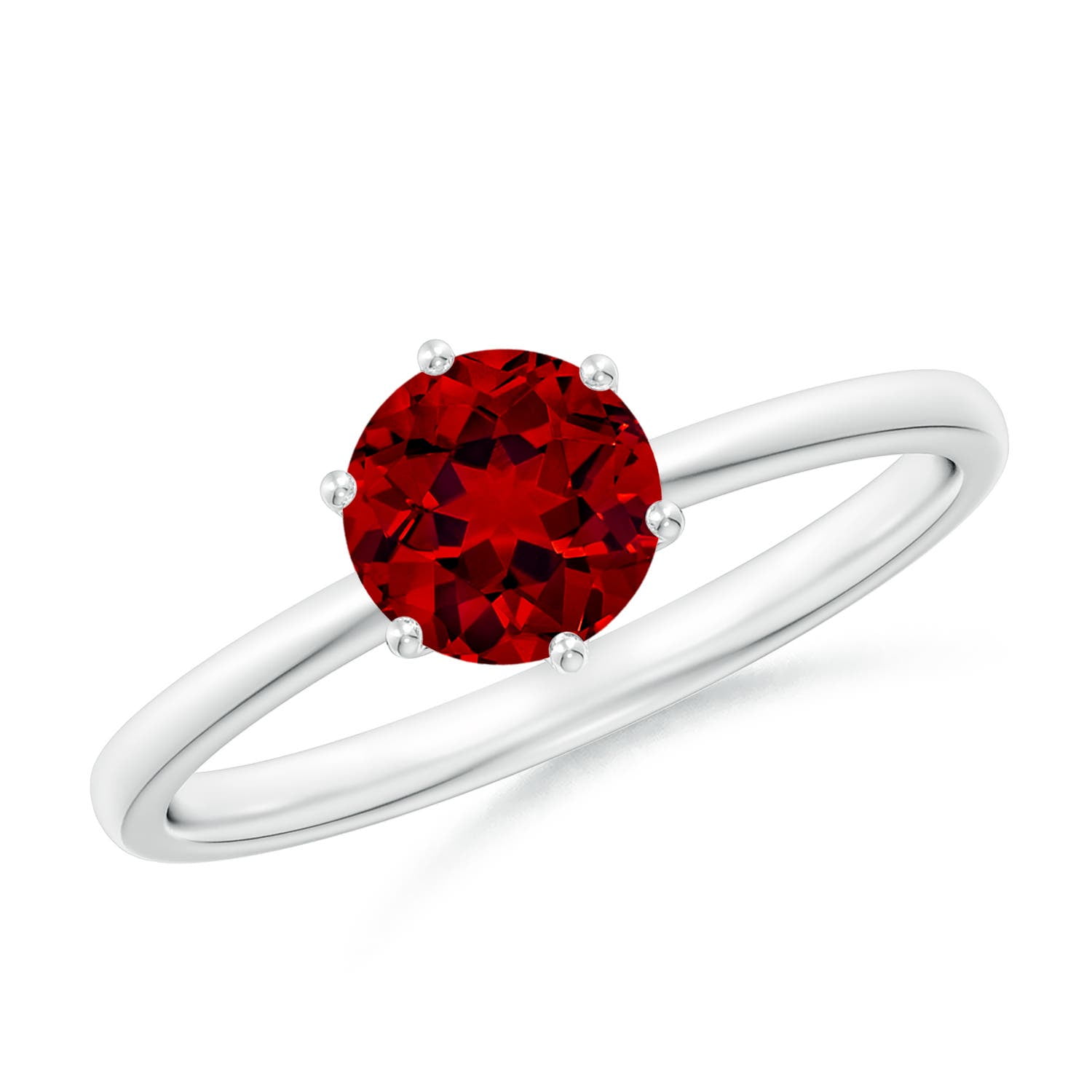 ANGARA Lab Grown 1 Ct Round Ruby Solitaire Classic Engagement Ring for ...