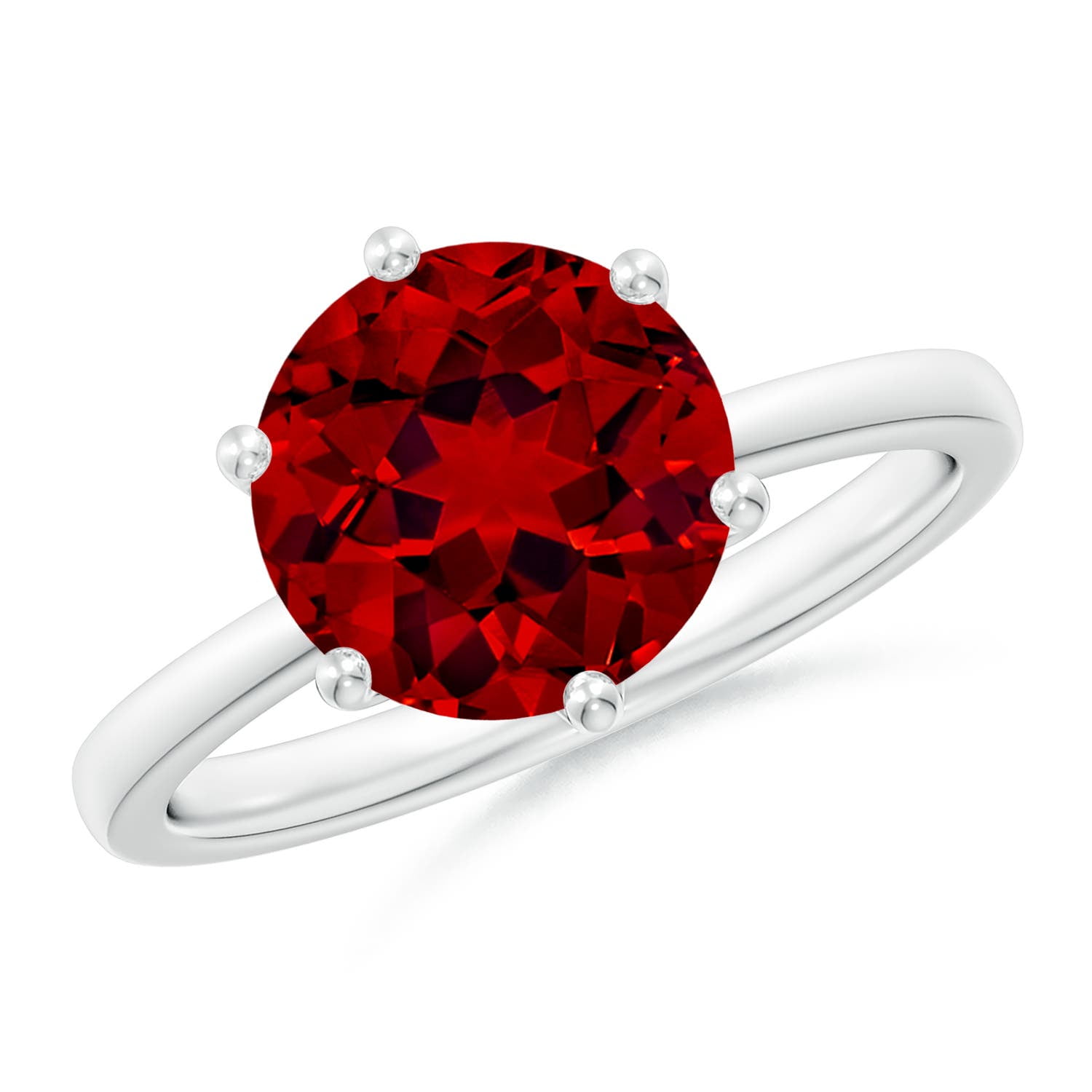 ANGARA Lab Grown 3.57 Ct Round Ruby Solitaire Classic Engagement Ring ...