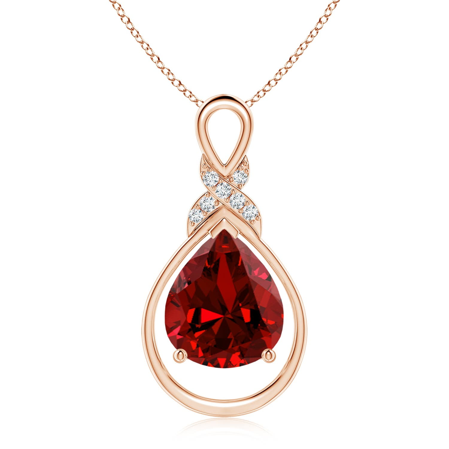 ANGARA Lab Grown 5 Ct Ruby Infinity Pendant with Lab Diamond 'X' Motif ...