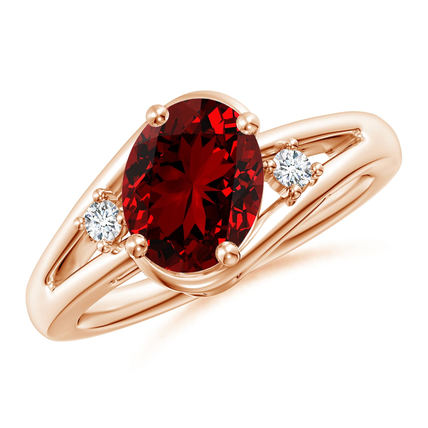 ANGARA Lab Grown 2 Ct Ruby and Lab Diamond Split Shank Ring for Women ...