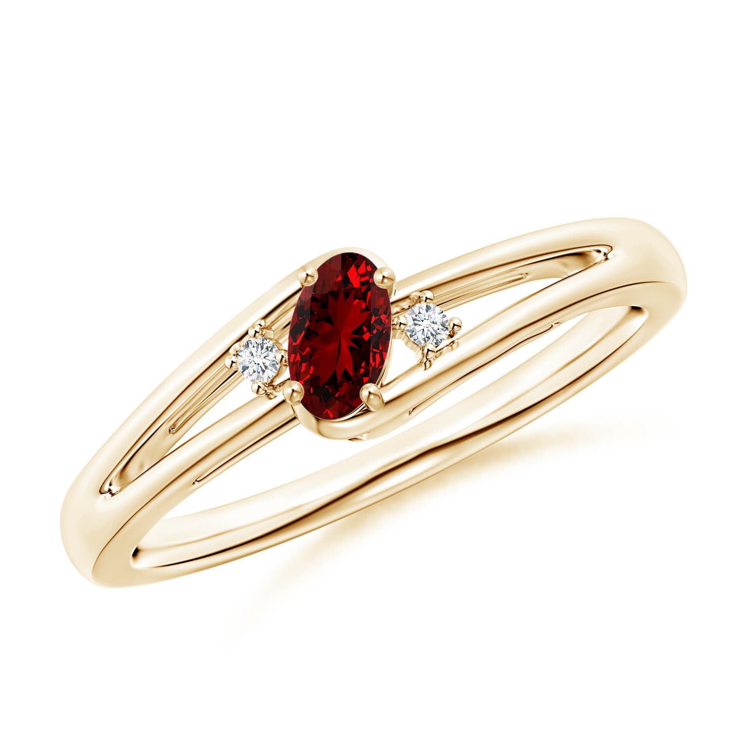ANGARA Lab Grown Ruby and Lab Diamond Split Shank Ring for Women in 14K ...