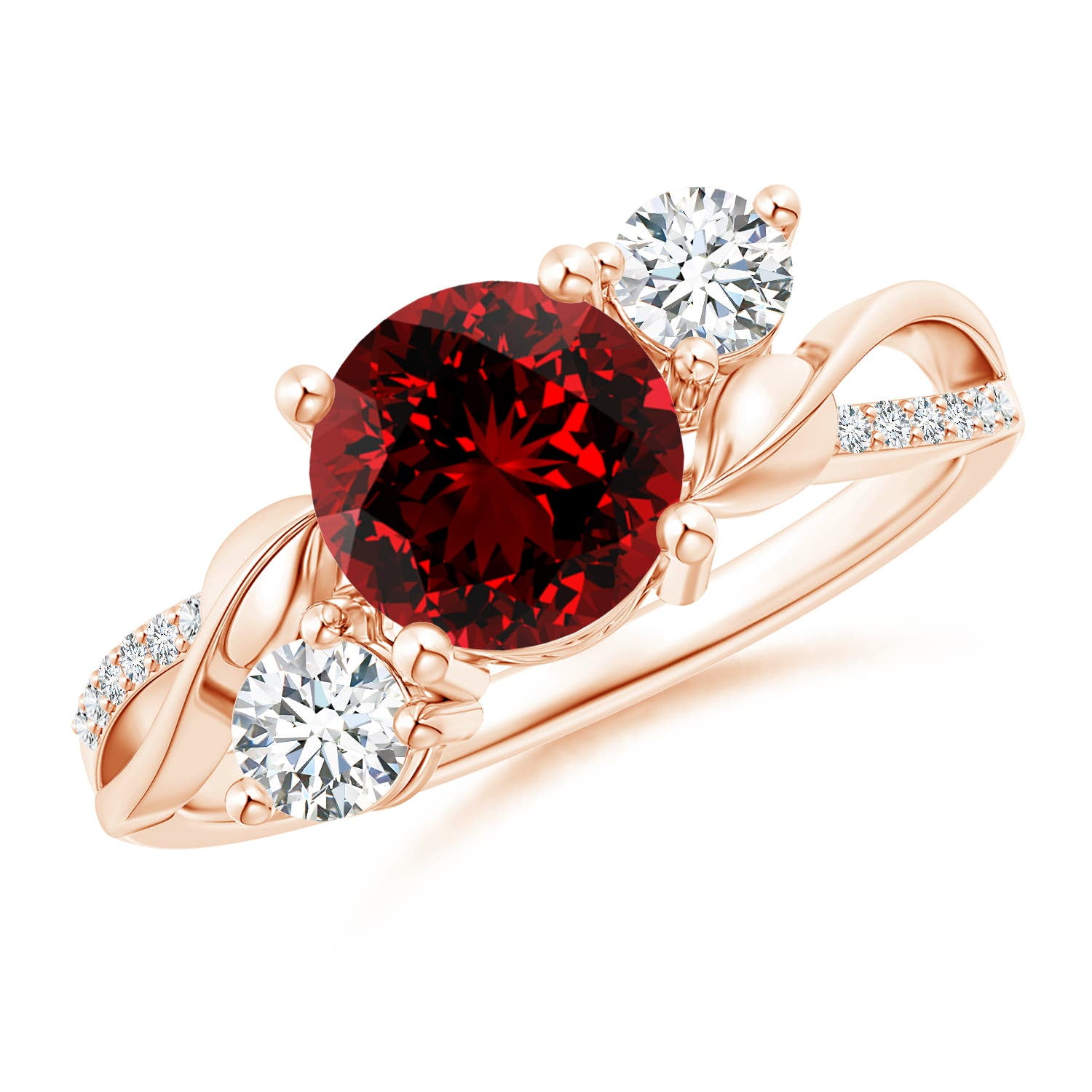 ANGARA Lab Grown 1.4 Ct Ruby and Lab Diamond Twisted Vine Ring for ...