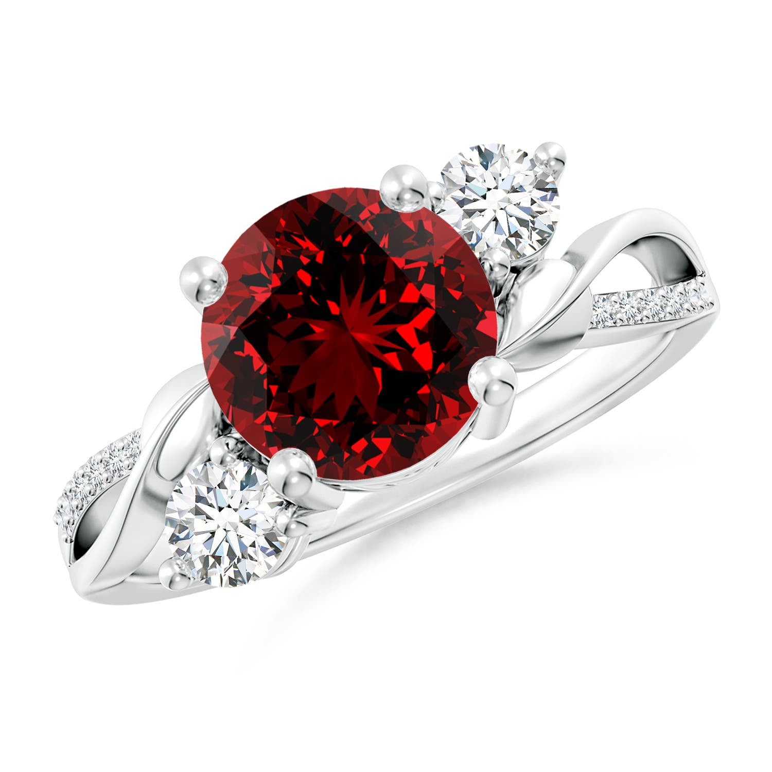 ANGARA Lab Grown 2.1 Ct Ruby and Lab Diamond Twisted Vine Ring for ...