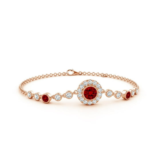 ANGARA Lab Grown Vintage Style Bezel-Set Ruby and Lab Diamond Bracelet ...