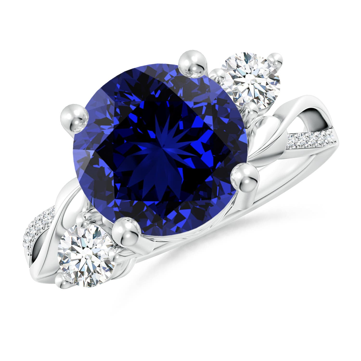 ANGARA Lab Grown 4.5 Ct Sapphire and Lab Diamond Twisted Vine Ring for ...