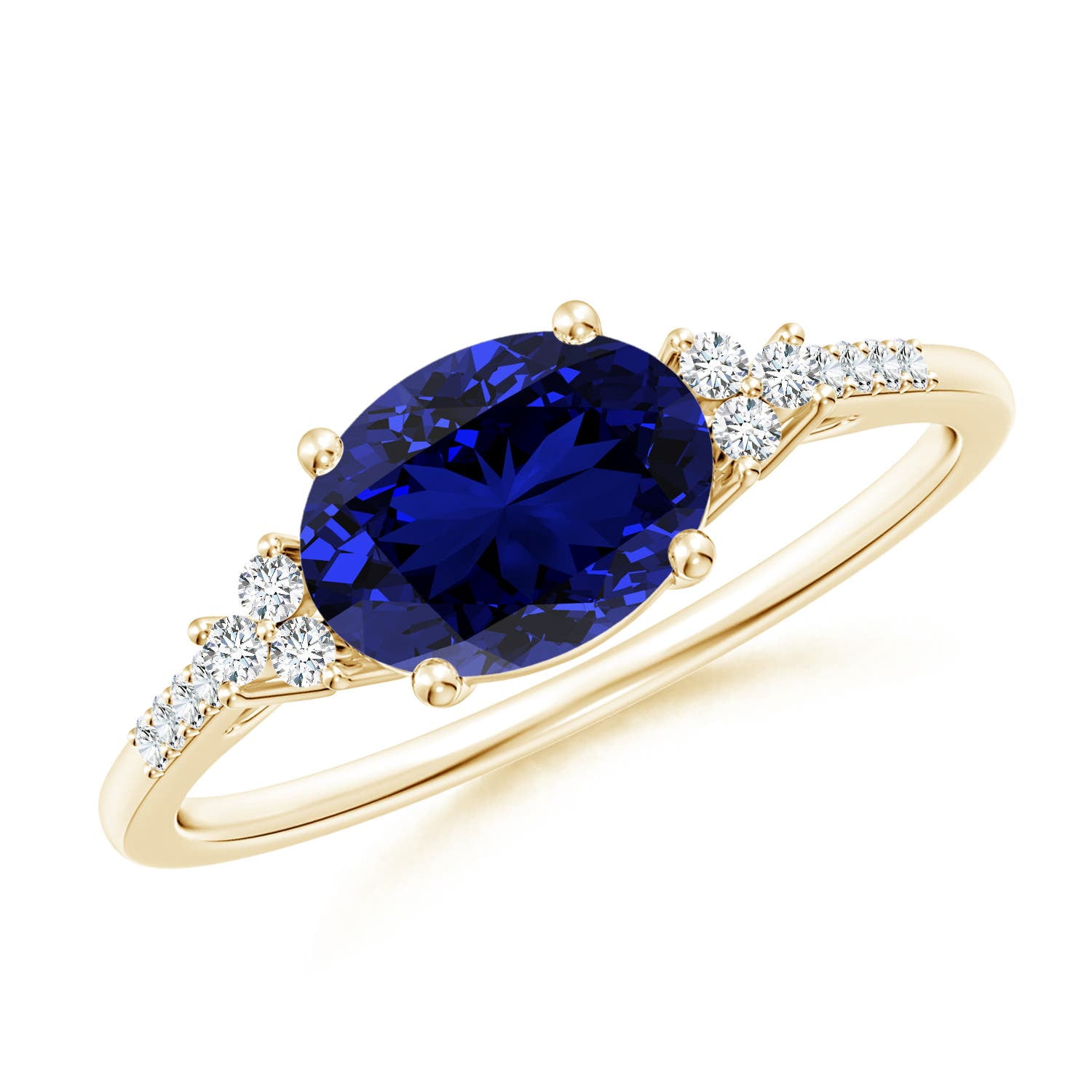 ANGARA Lab Grown 1.55 Ct Sapphire Ring with Trio Lab Diamond Accents ...