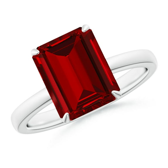 ANGARA Lab Grown 4 Ct Solitaire Emerald-Cut Ruby Classic Engagement ...
