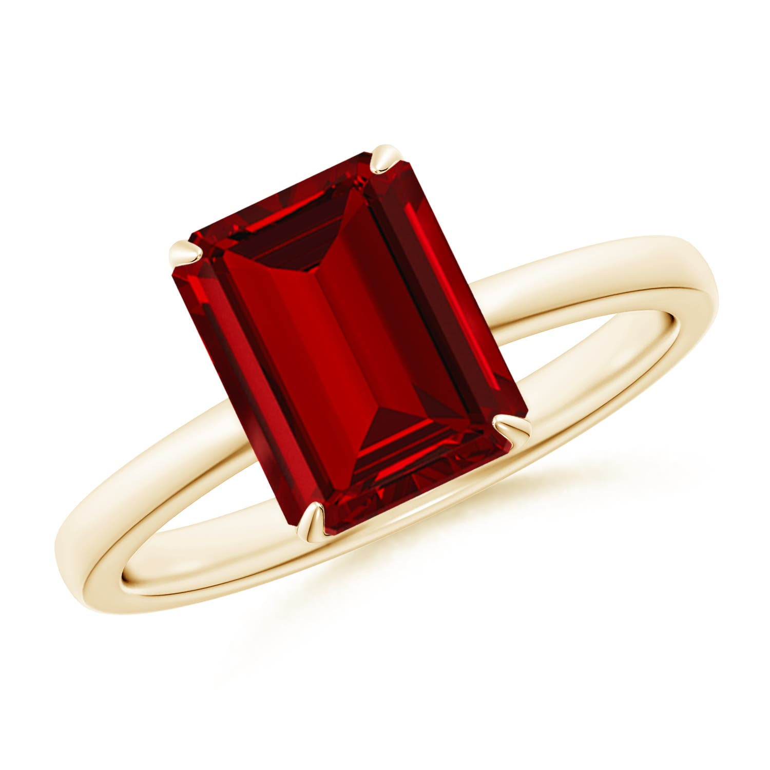 ANGARA Lab Grown 3 Ct Solitaire Emerald-Cut Ruby Classic Engagement ...