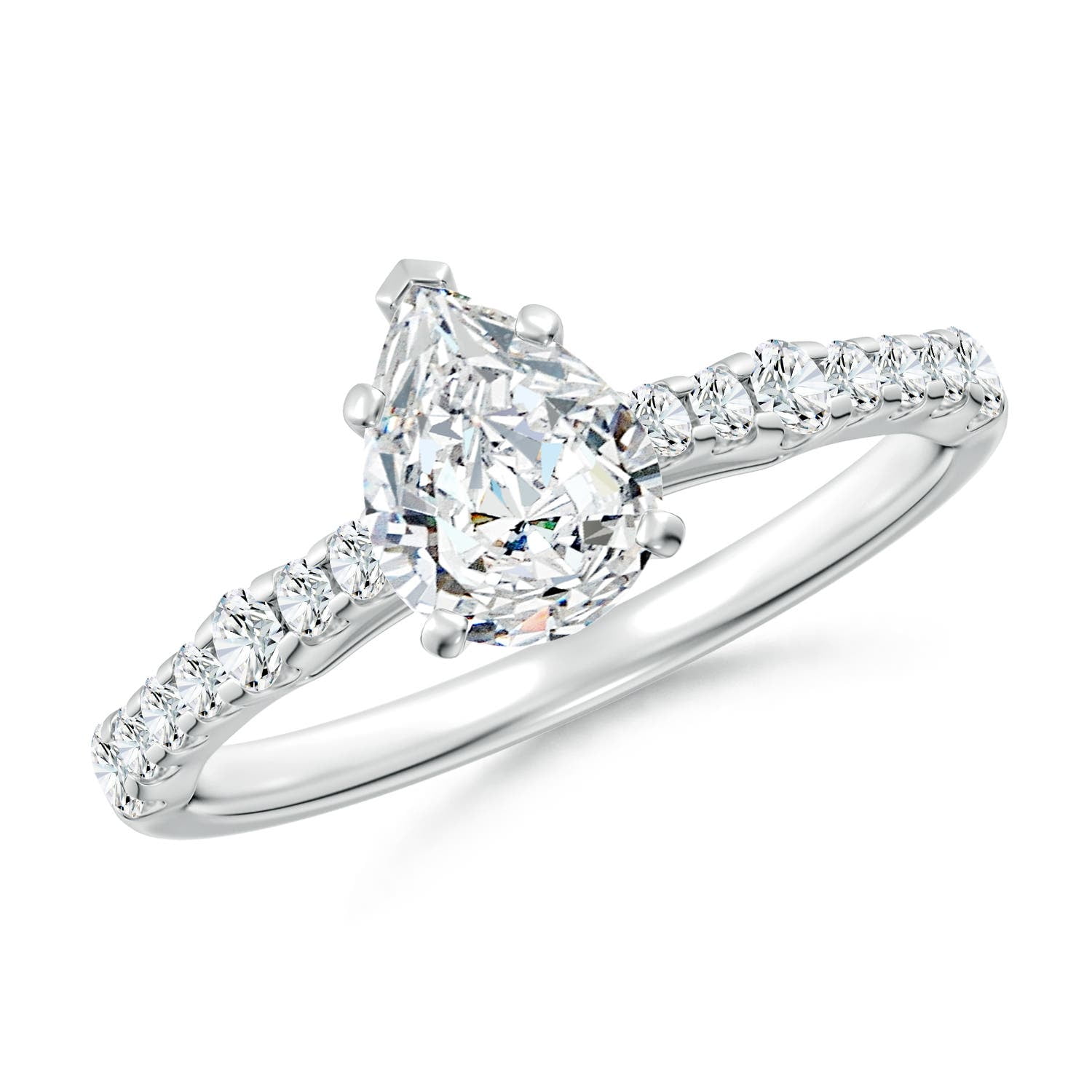 ANGARA Lab Grown Diamond Station Engagement Ring for Women in 14K White ...