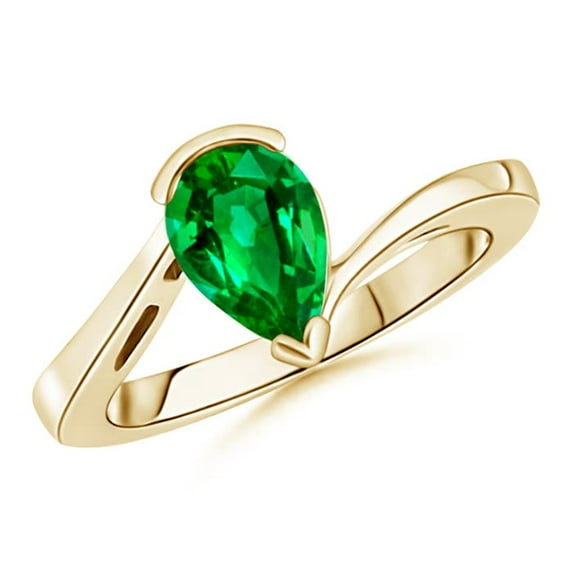 ANGARA Solitaire Pear-Shaped Lab Grown 1.5 Ct Emerald Bypass Engagement ...