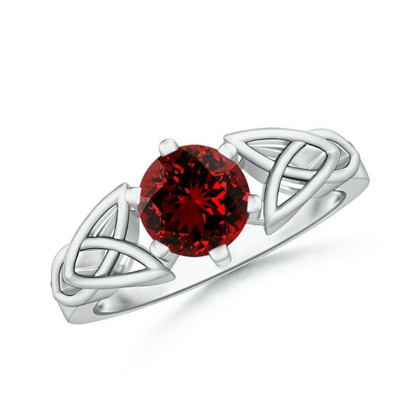 ANGARA Solitaire Round Lab Grown 1.4 Ct Ruby Celtic Knot Engagement Ring for Women in 14K White ...