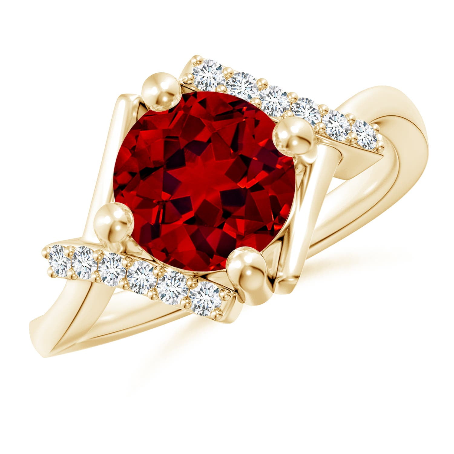 ANGARA Lab Grown 2.1 Ct Ruby Bypass Promise Ring with Lab Diamond ...