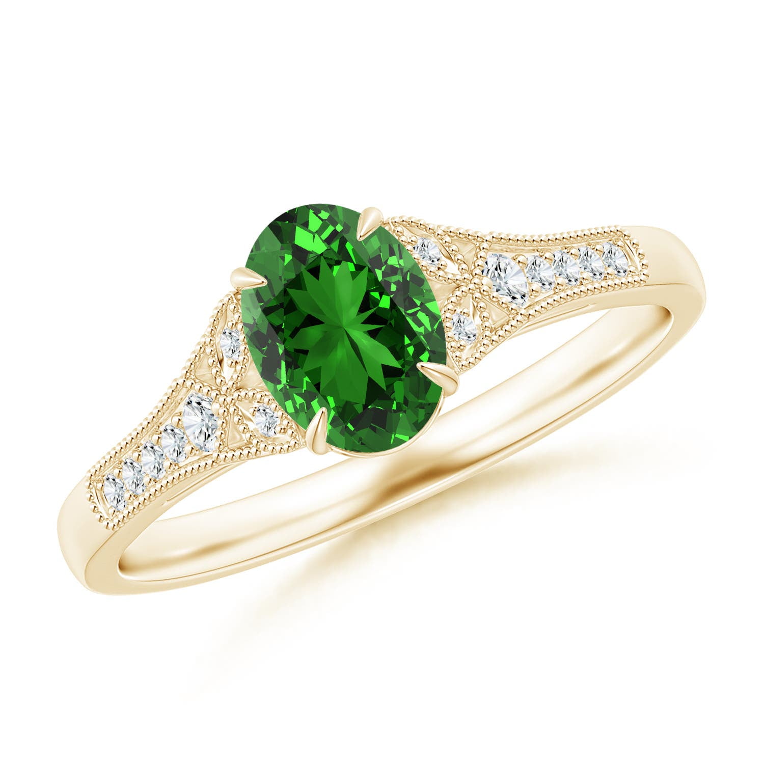 ANGARA Lab Grown Aeon Vintage Inspired Emerald Engagement Ring with ...