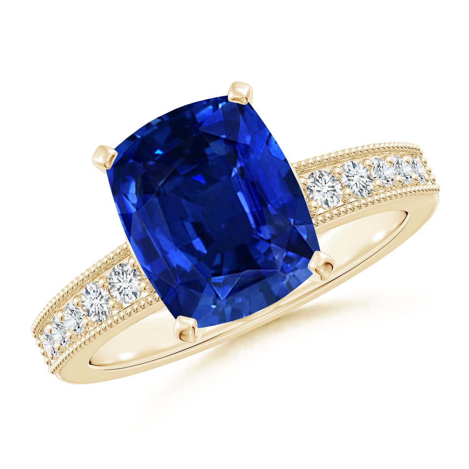 ANGARA Lab Grown Cushion Rectangular Blue Sapphire Engagement Ring for ...