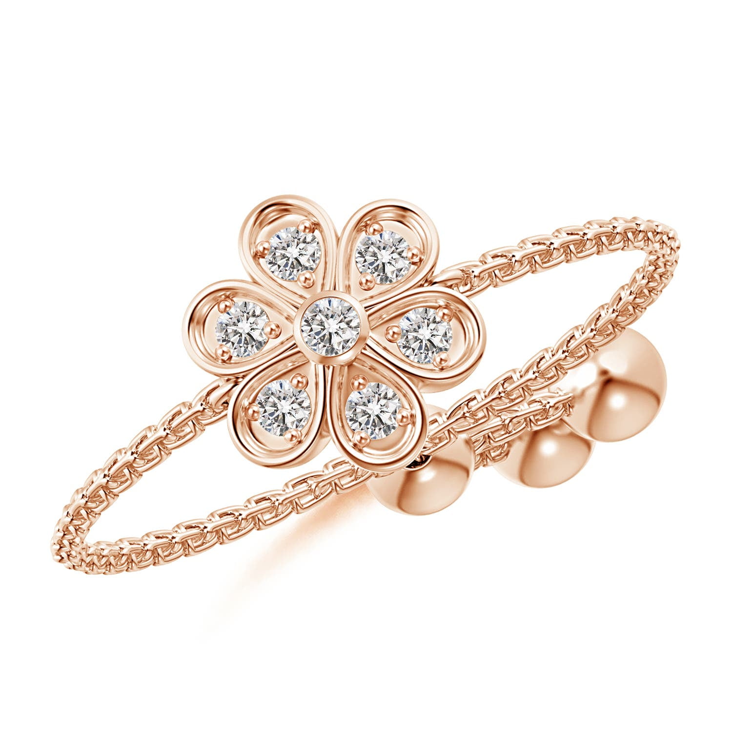 ANGARA Natural Bezel and Diamond Flower Bolo Ring in 14K Rose Gold for ...