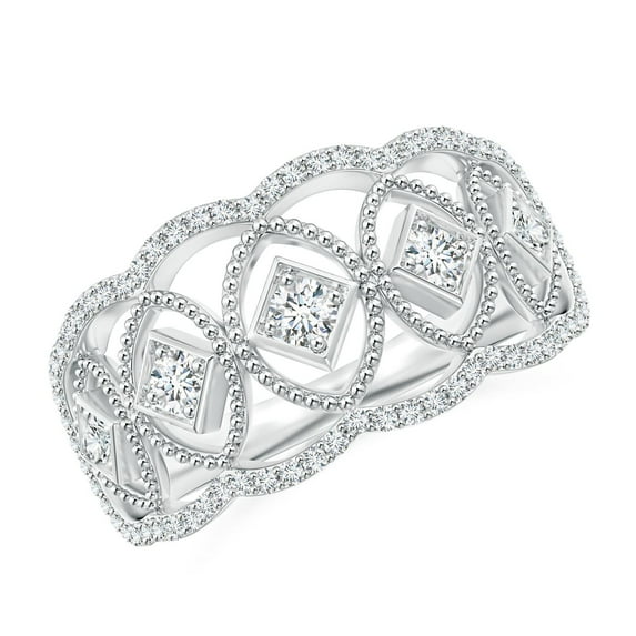ANGARA Natural Diamond Openwork Anniversary Ring in 14K White Gold for ...