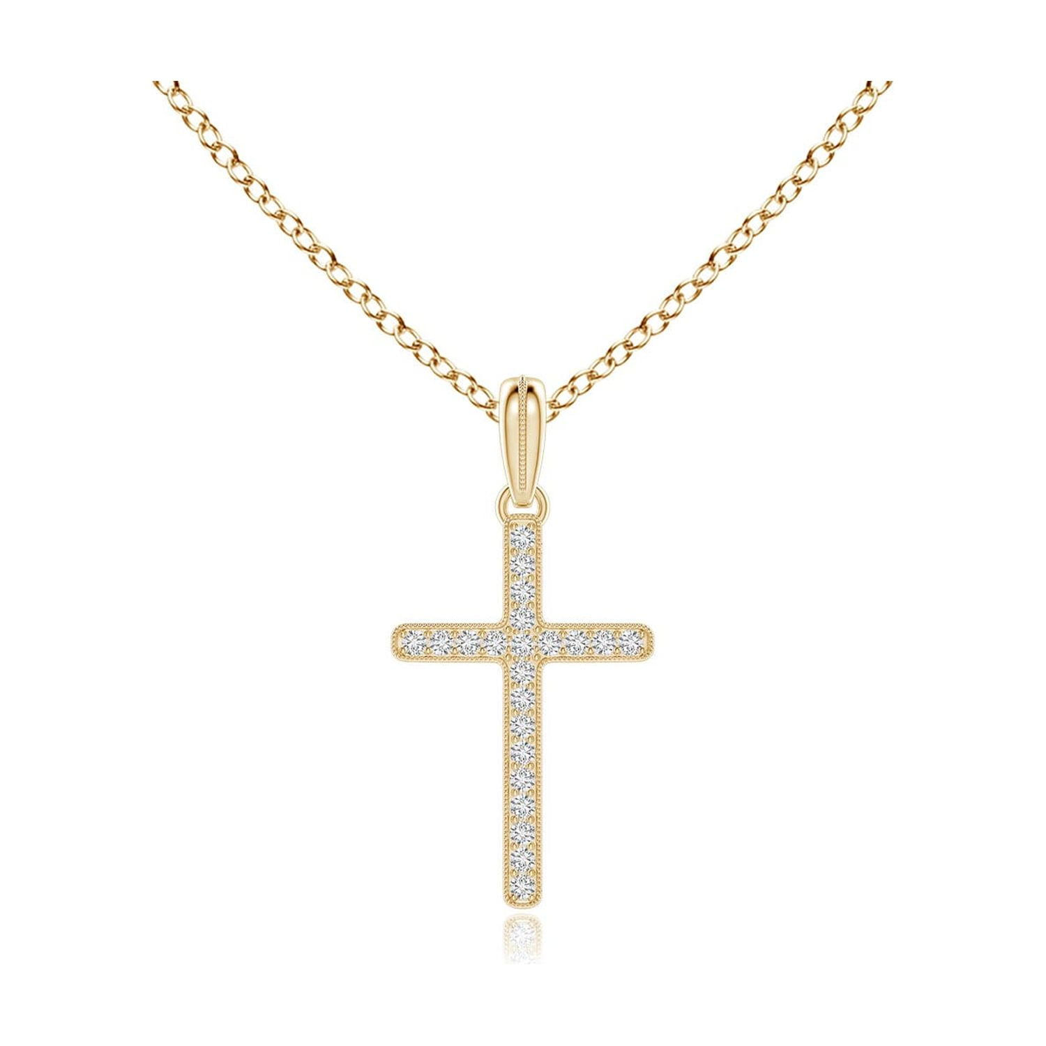 ANGARA Natural Diamond Latin Cross Pendant in 14K Yellow Gold for Women ...