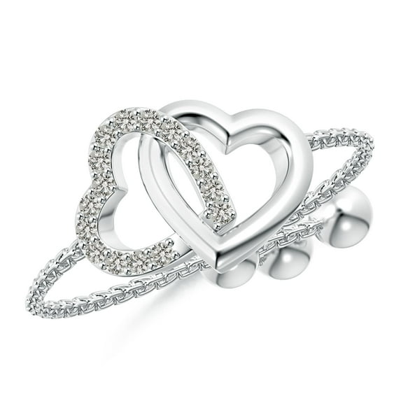 ANGARA Natural Intertwined Heart Bolo Ring with Diamonds in 14K White ...