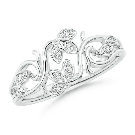 ANGARA Natural Nature Inspired Diamond Leaf and Vine Ring in 14K White ...