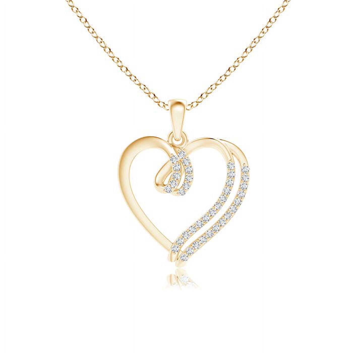 ANGARA Natural Diamond Double Layered Heart Dangle Pendant in 14K ...