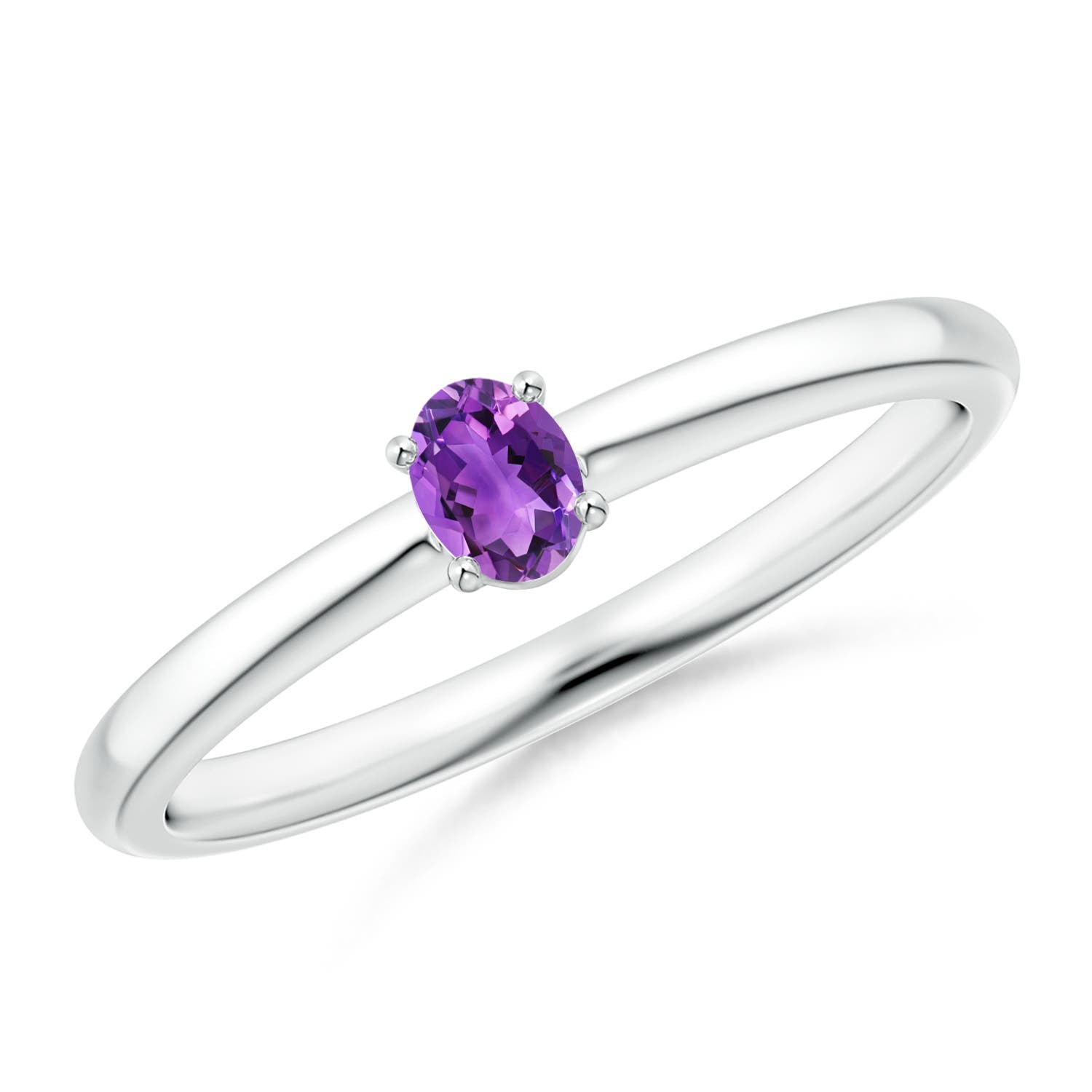 ANGARA Natural Classic Solitaire Oval Amethyst Promise Ring in 14K ...