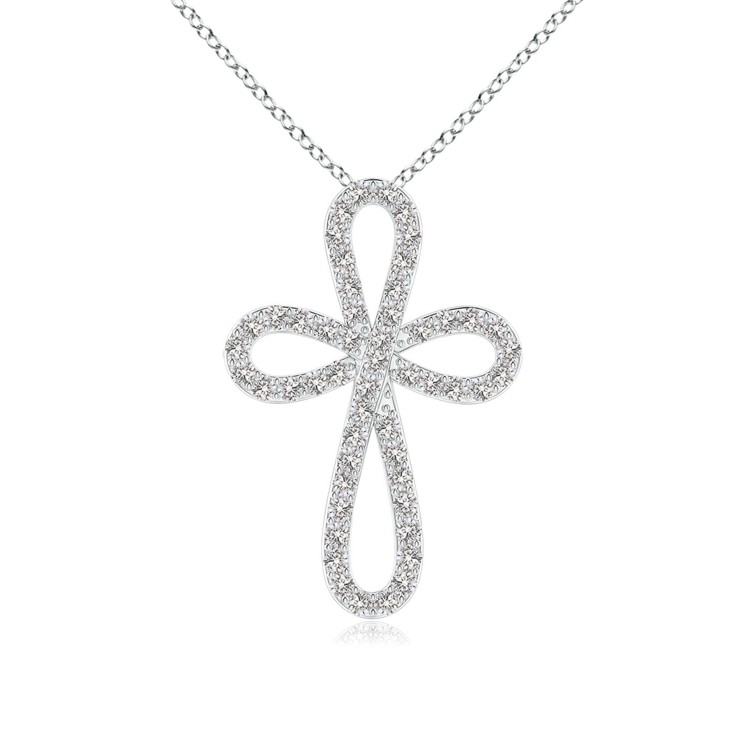 ANGARA Natural Diamond Infinity Bow Cross Pendant in 14K White Gold for ...