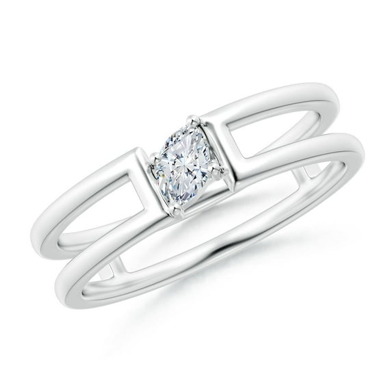 ANGARA Natural Diamond Solitaire Split Shank Ring in 14K White Gold for ...
