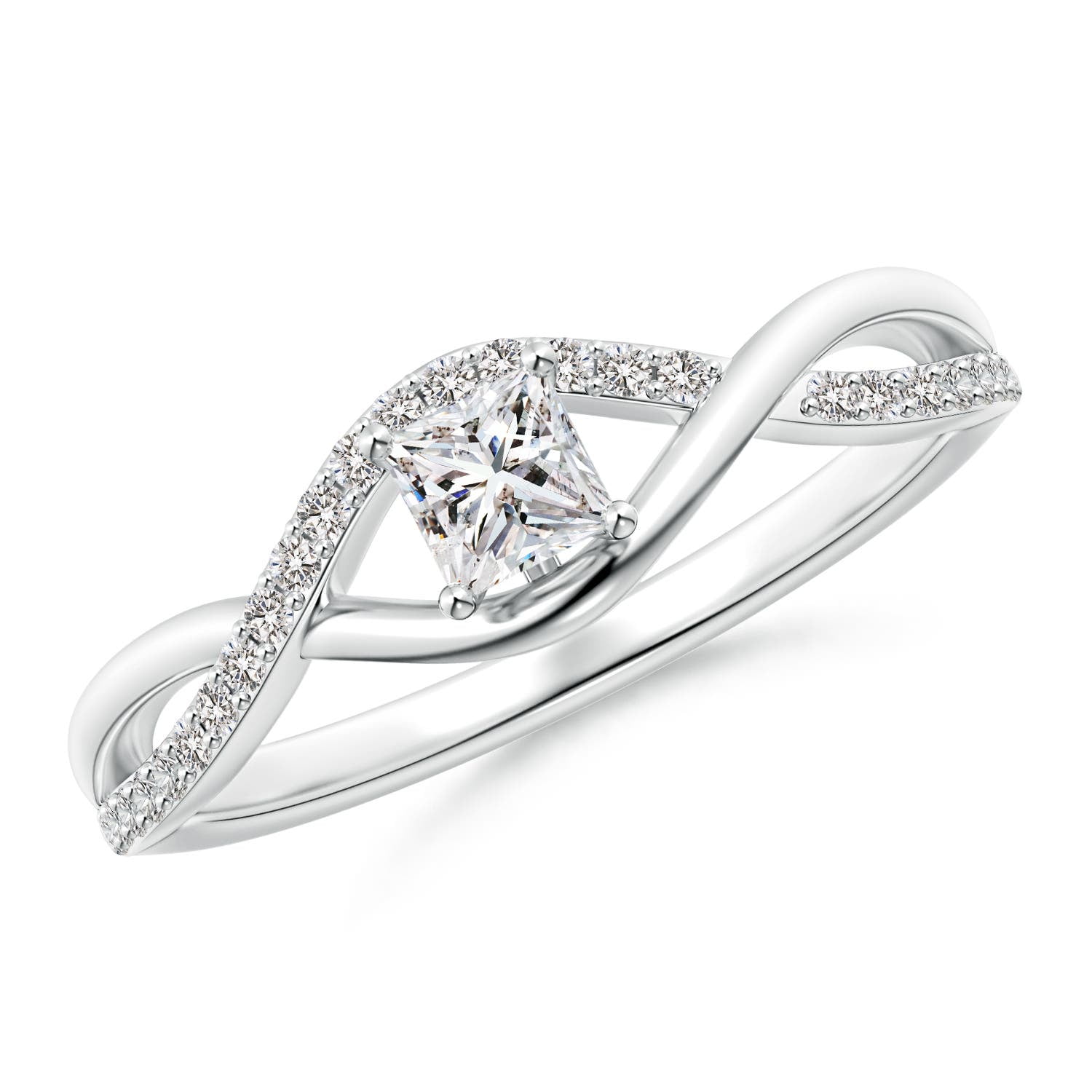 ANGARA Natural Diamond Infinity Swirl Promise Ring in 14K White Gold for Women (Size-3.5mm ...