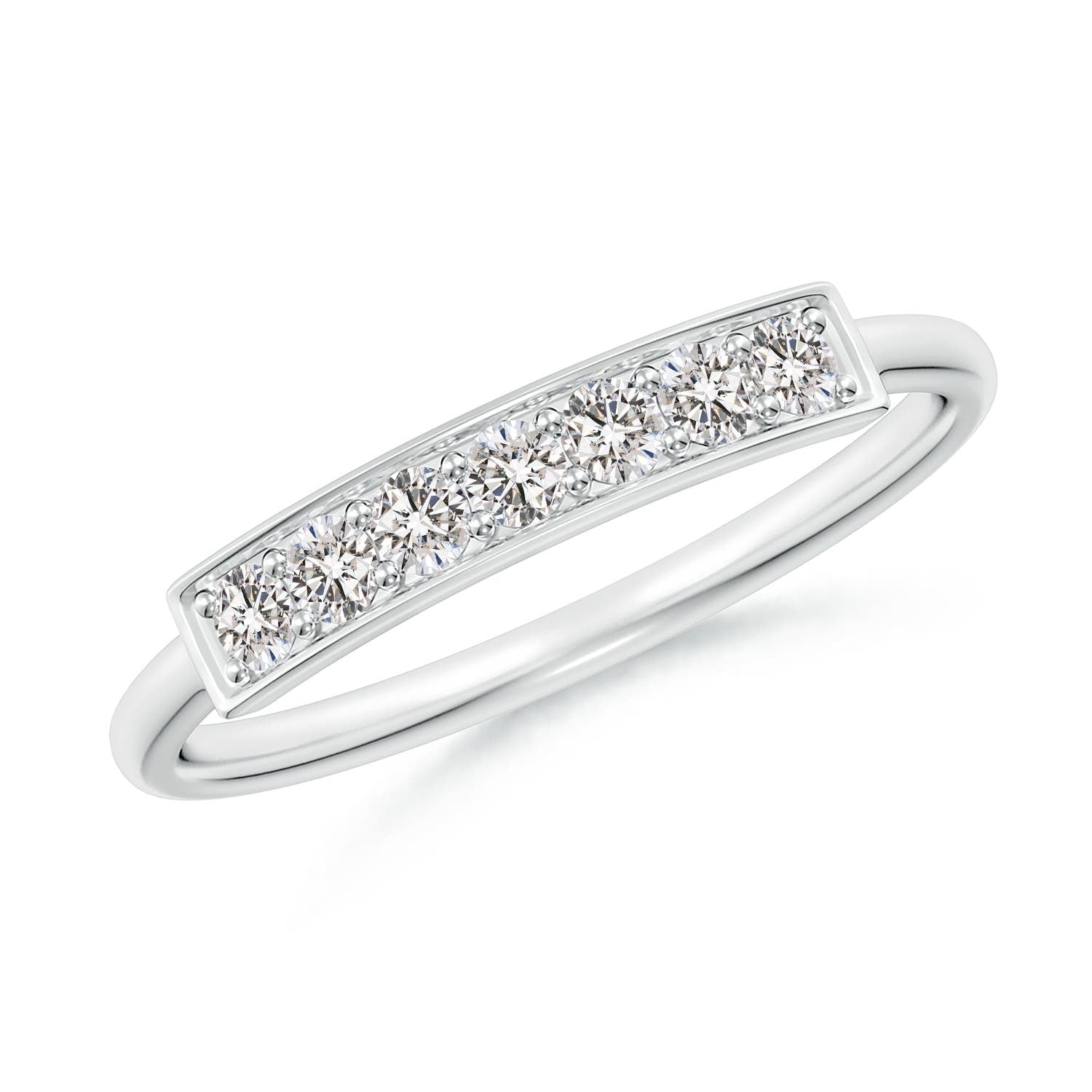 ANGARA Natural Pave Set Diamond Bar Ring with Milgrain in 14K White ...