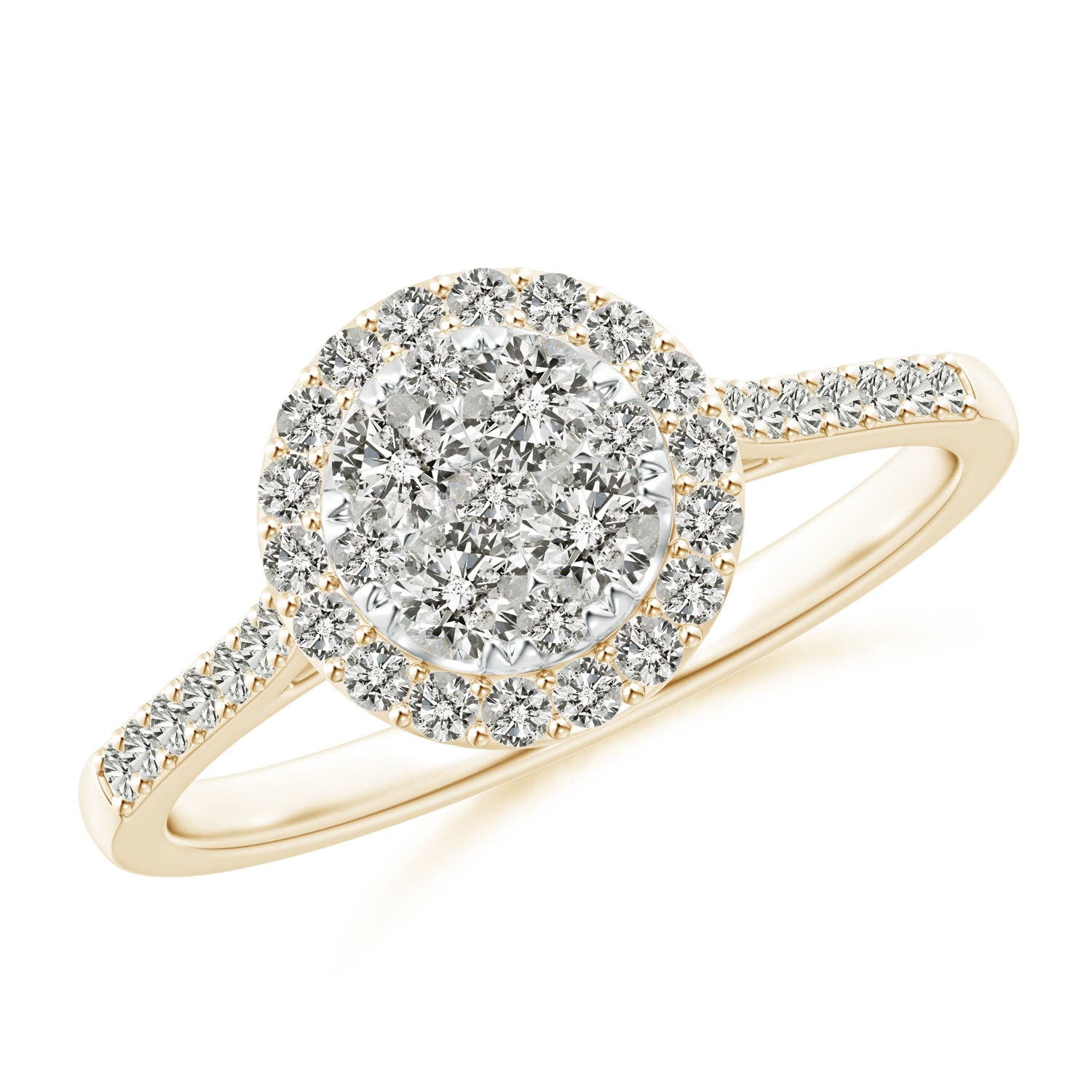 ANGARA Natural Composite Diamond Halo Engagement Ring in 14K Yellow ...