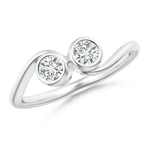 ANGARA Natural Two Stone Diamond Engagement Ring in 14K White Gold for ...