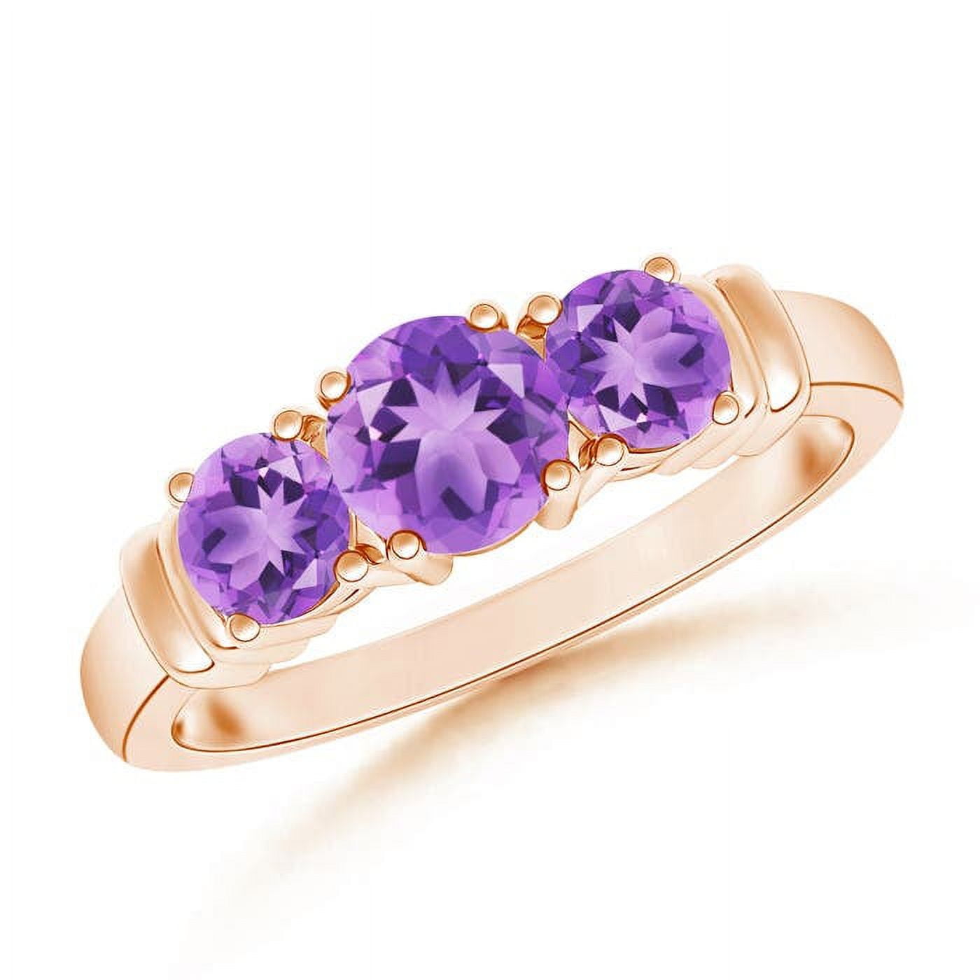 ANGARA Vintage Style Three Stone Natural Amethyst Wedding Band in Rose Gold for Women | February ...