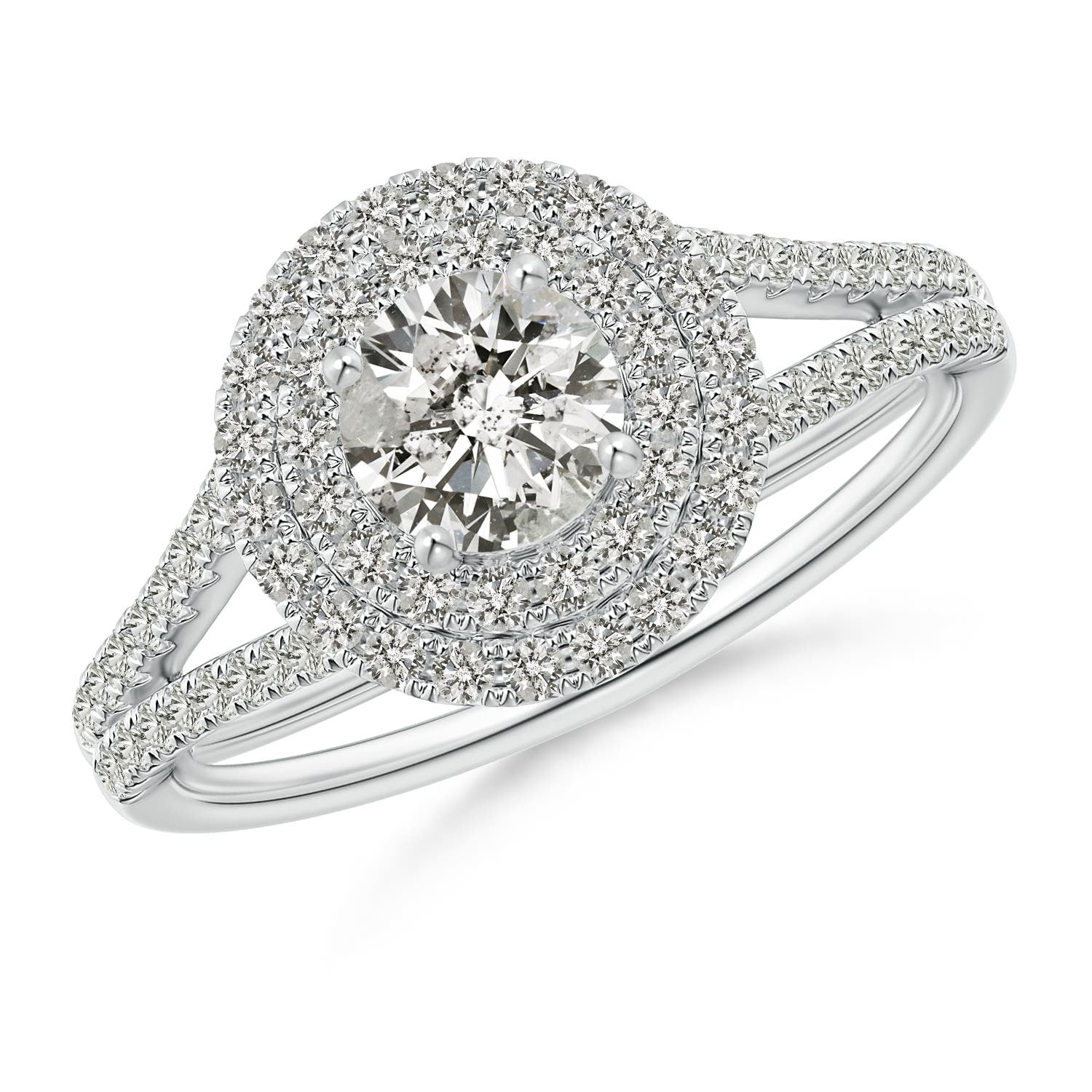 ANGARA Natural 0.47 Ct. Diamond Halo Engagement Ring in 14K White Gold for Women (Ring Size: 12 ...