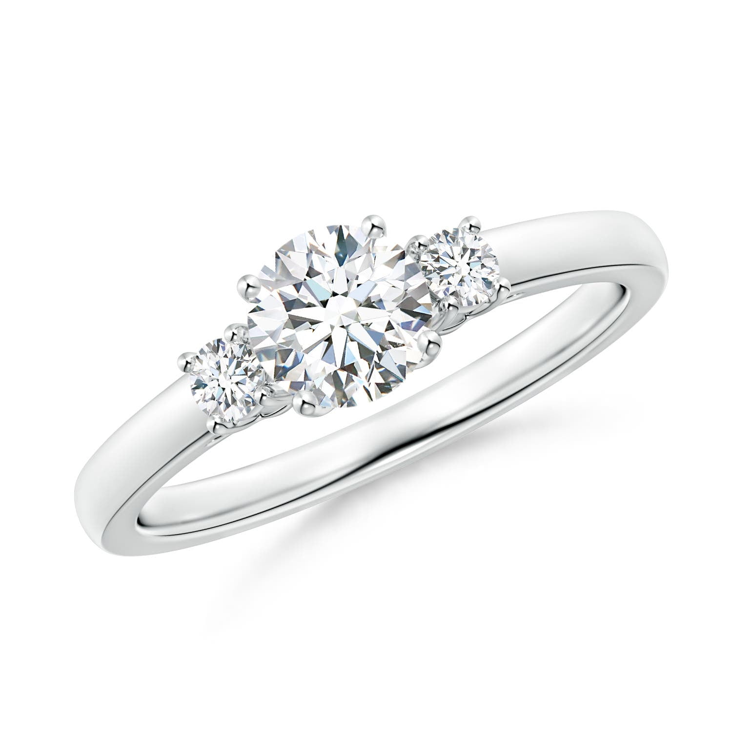 ANGARA Natural 0.63 Ct. Diamond Classic Engagement Ring in 14K White Gold for Women (Ring Size ...