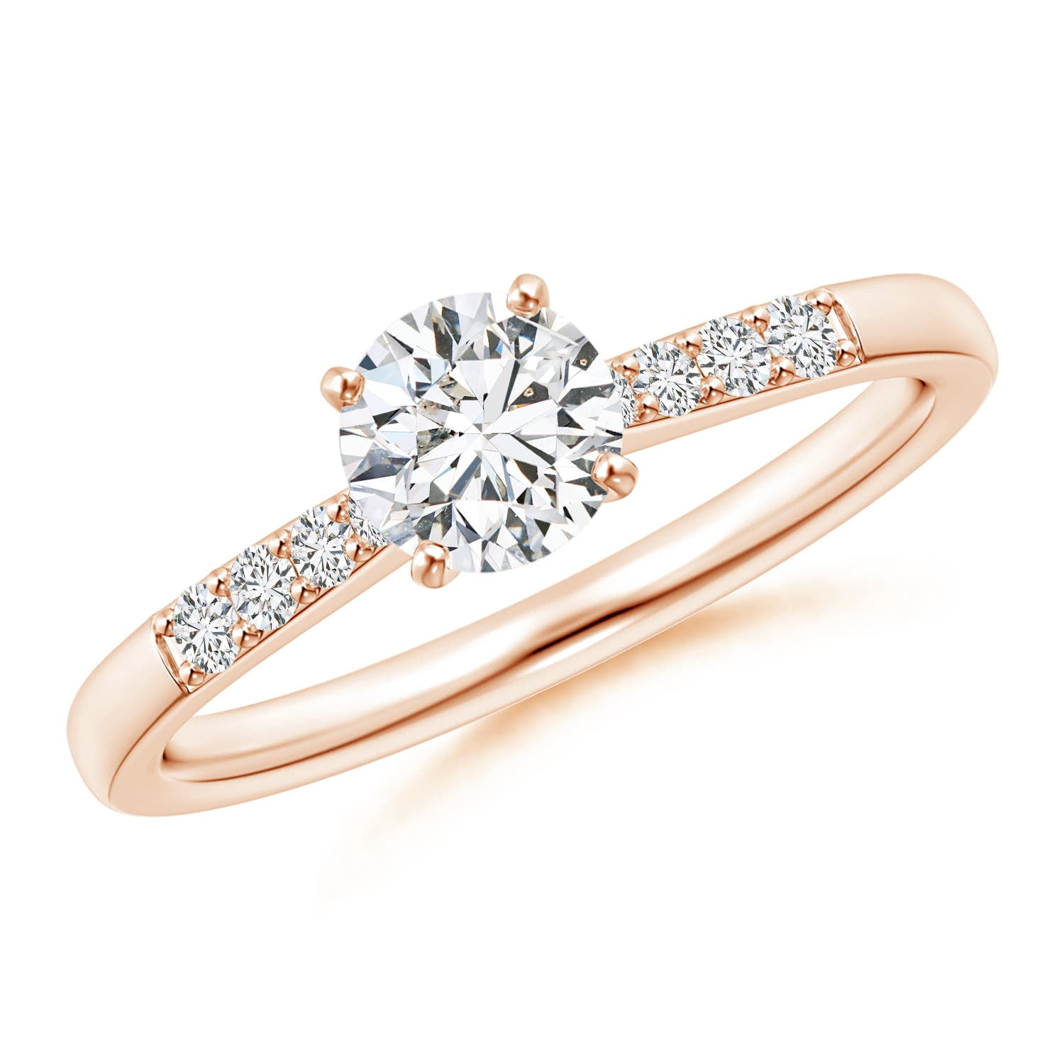 ANGARA Natural Diamond Tapered Shank Engagement Ring in 14K Rose Gold ...