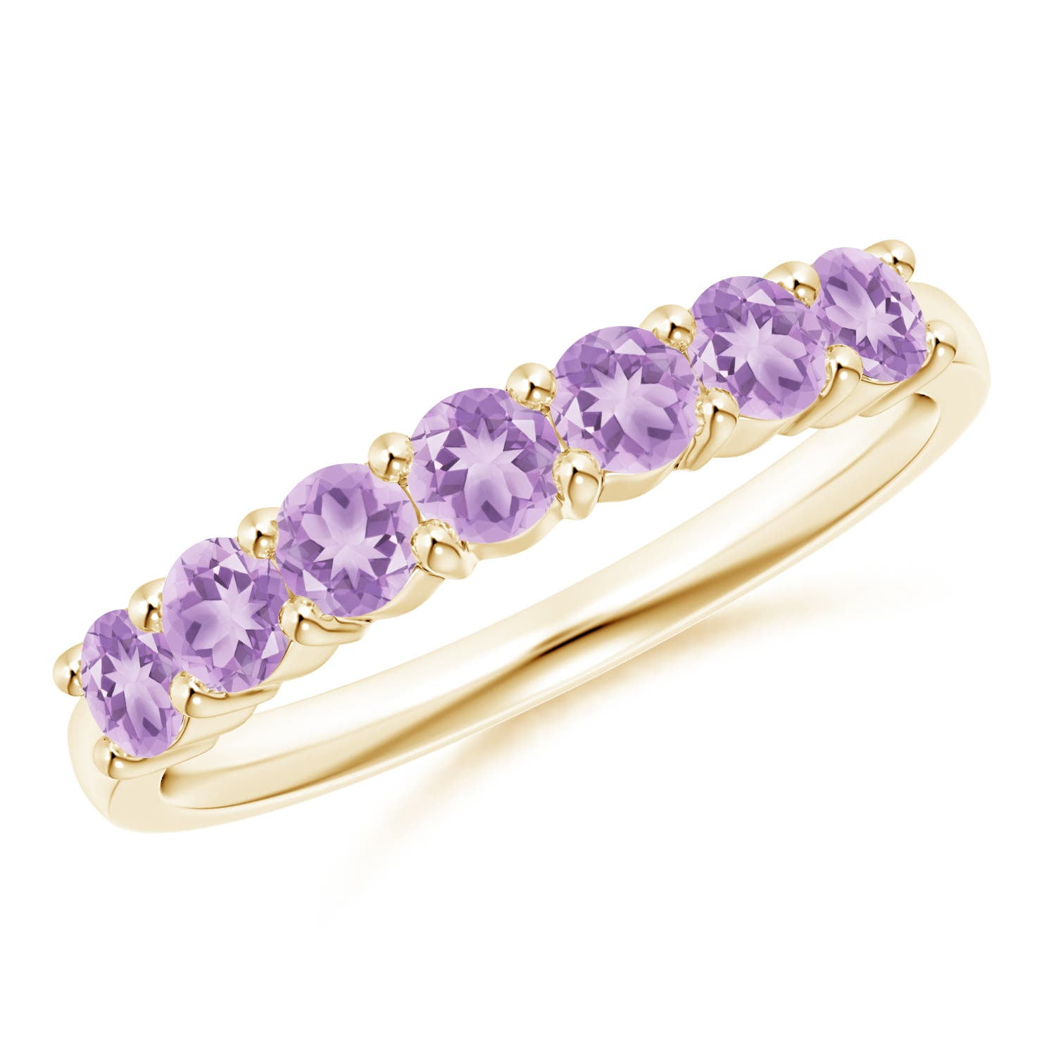ANGARA Natural 0.7 Ct. Amethyst Non Eternity Stackable Ring in 14K Yellow Gold for Women (Ring ...