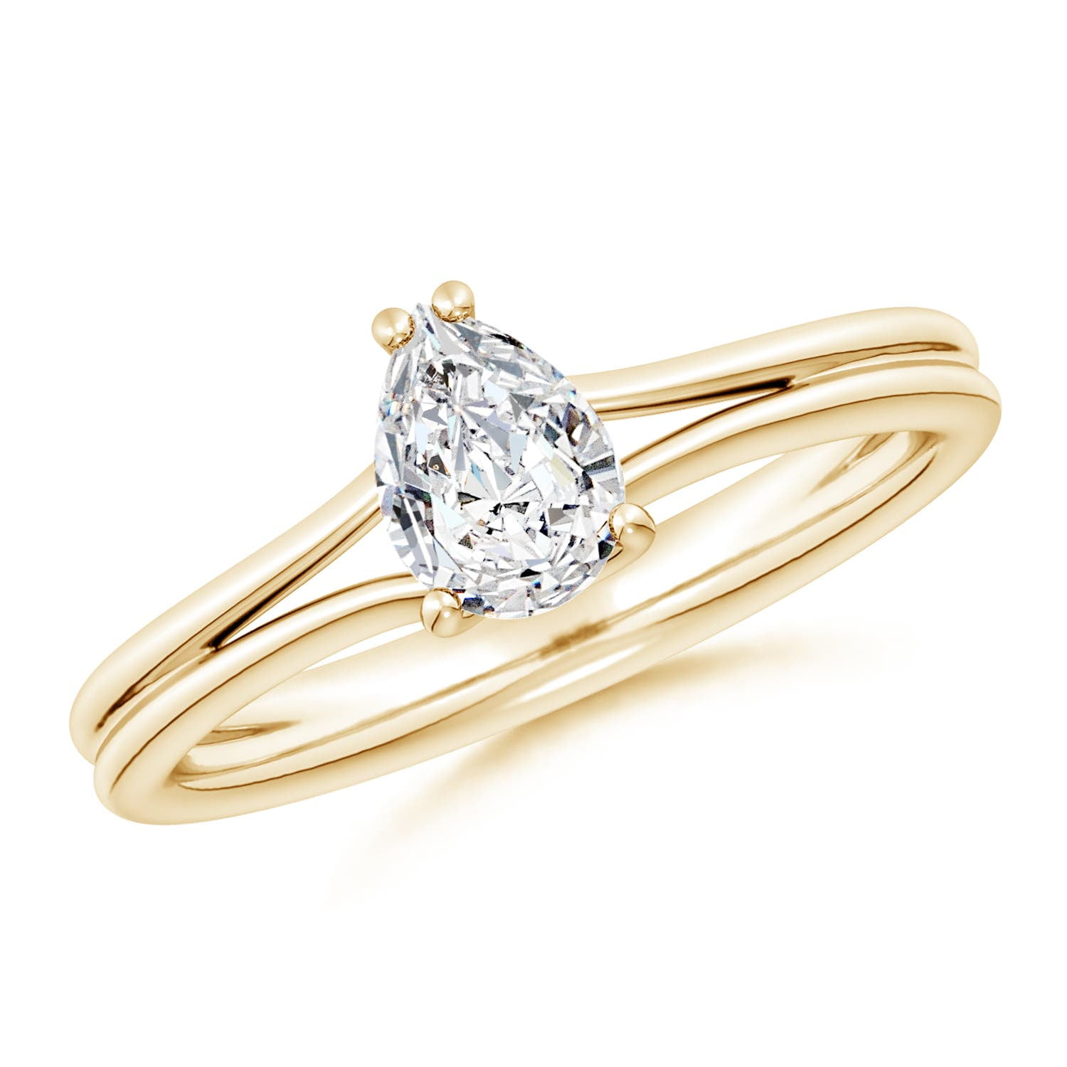 ANGARA Natural Pear Diamond Solitaire Engagement Ring in 14K Yellow ...