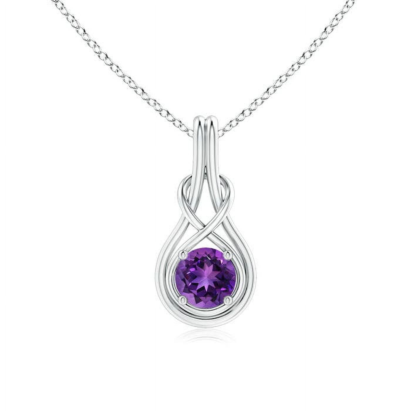 ANGARA Natural Round Amethyst Solitaire Infinity Knot Pendant in 14K ...