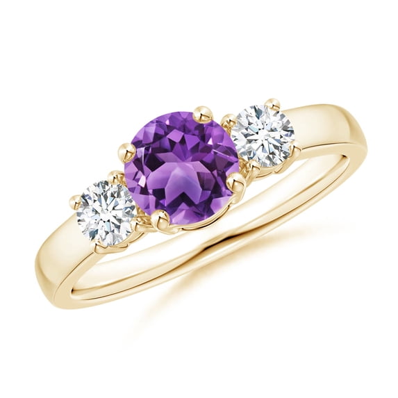 ANGARA Natural Classic Amethyst and Diamond Three Stone Engagement Ring ...